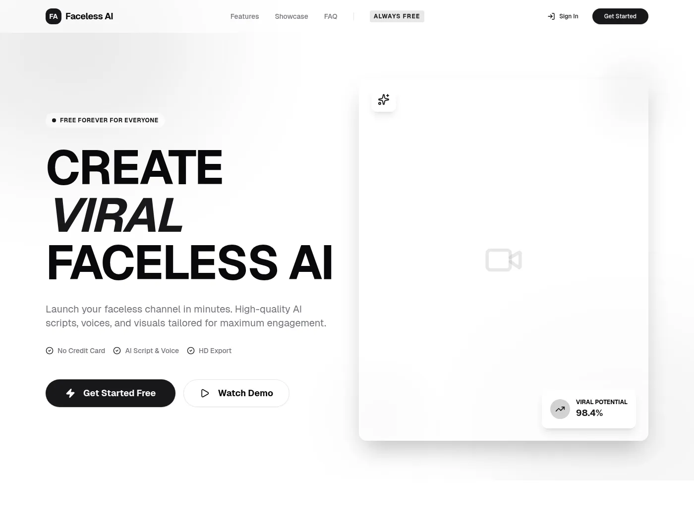 Faceless AI Website