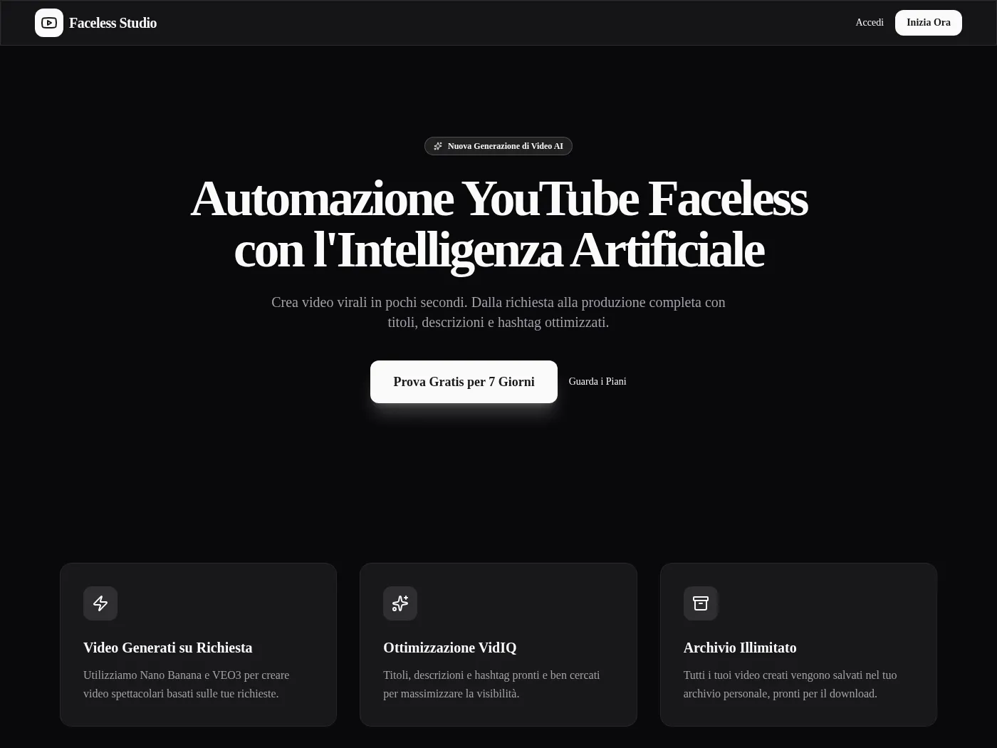 Faceless YouTube AI Studio