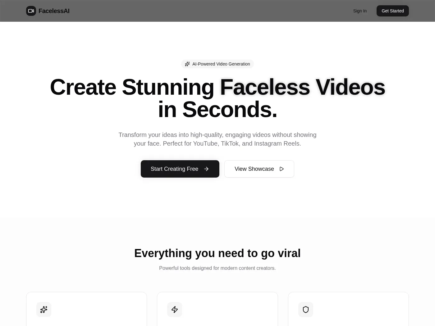 Faceless Video Platform