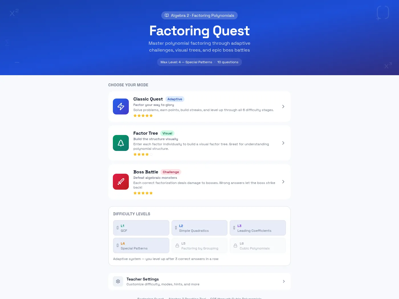 Factoring Quest