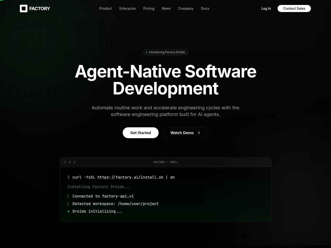 Factory AI Landing