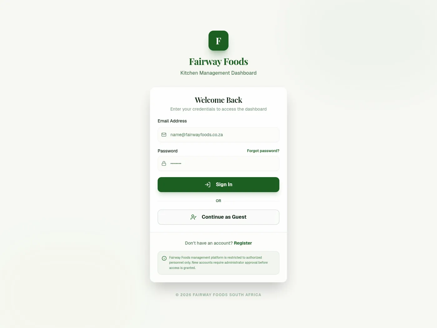 Fairway Foods Dashboard