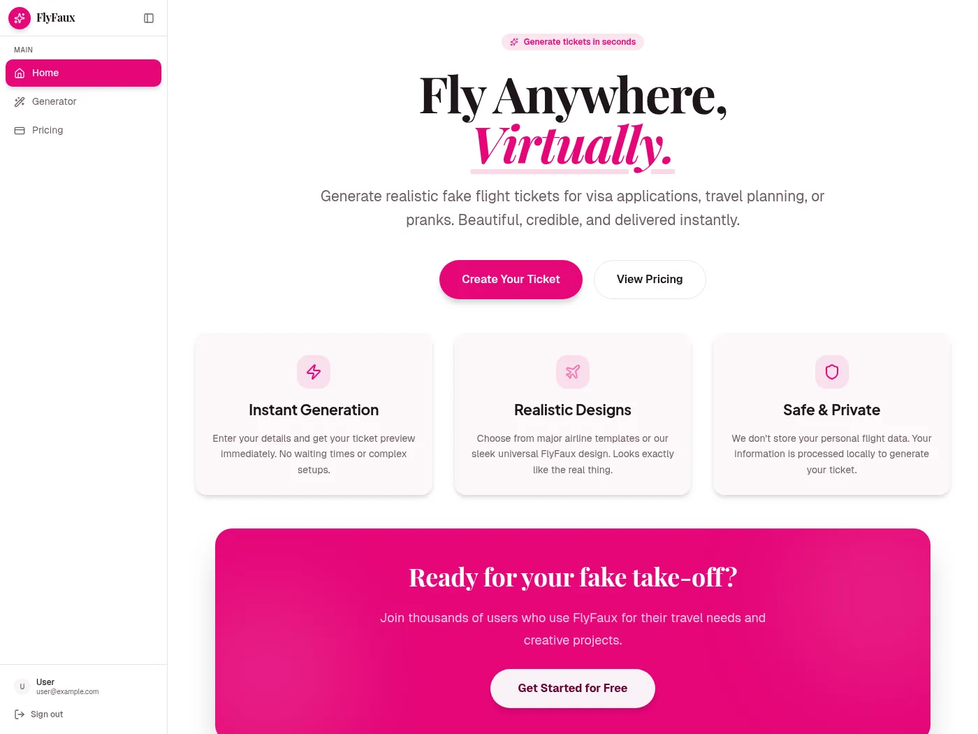 FlyFaux Ticket Generator
