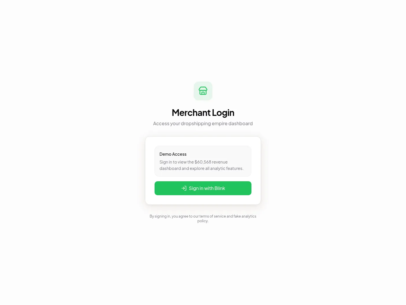 Fake Dropshipping Dashboard