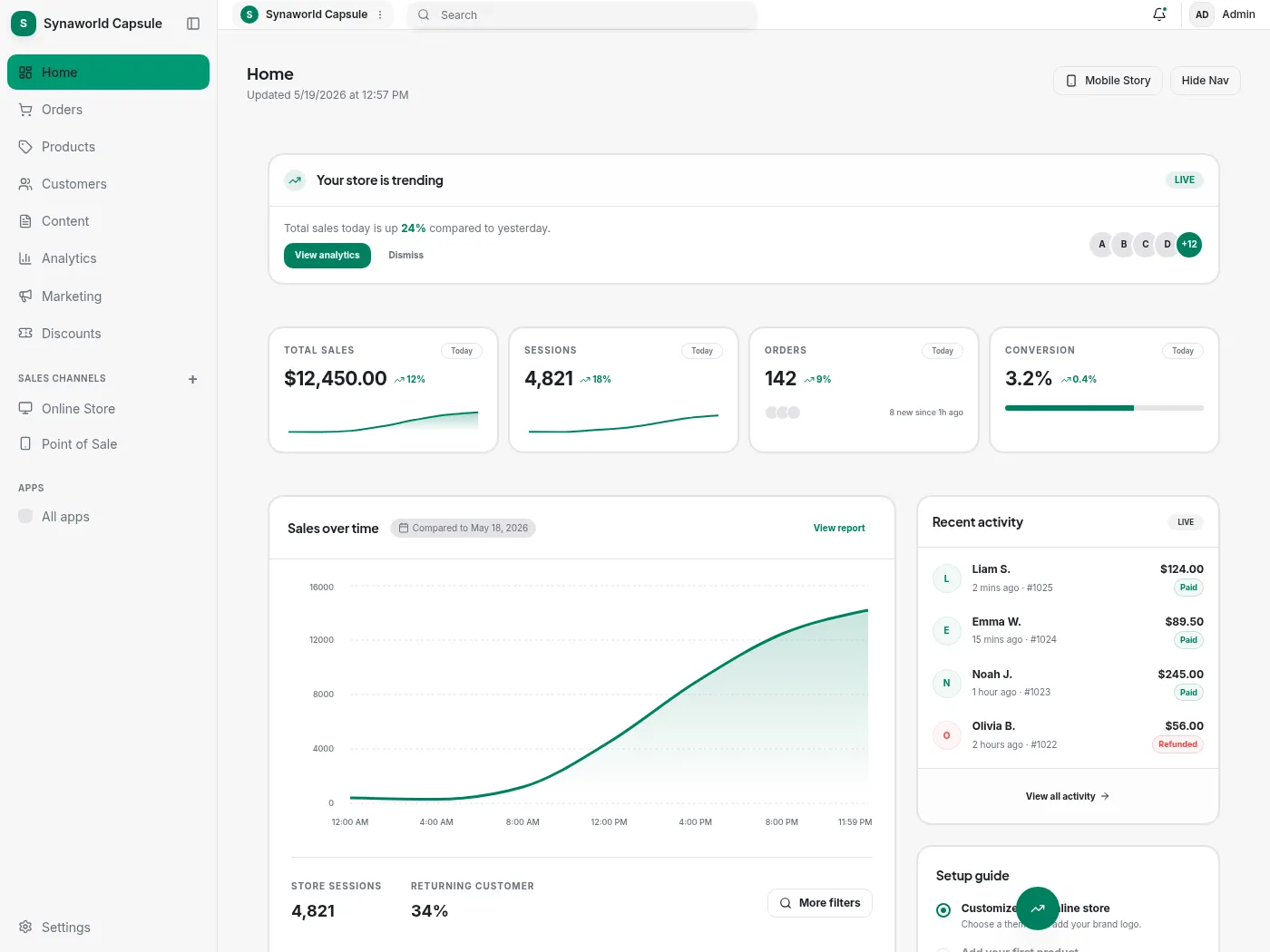 Synaworld Capsule Dashboard
