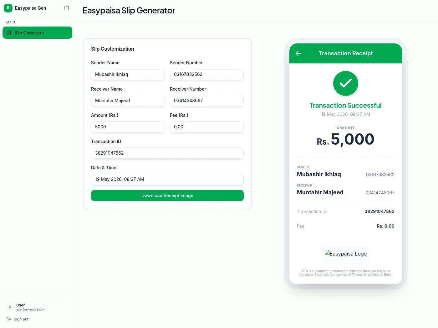 Fake Slip Generator