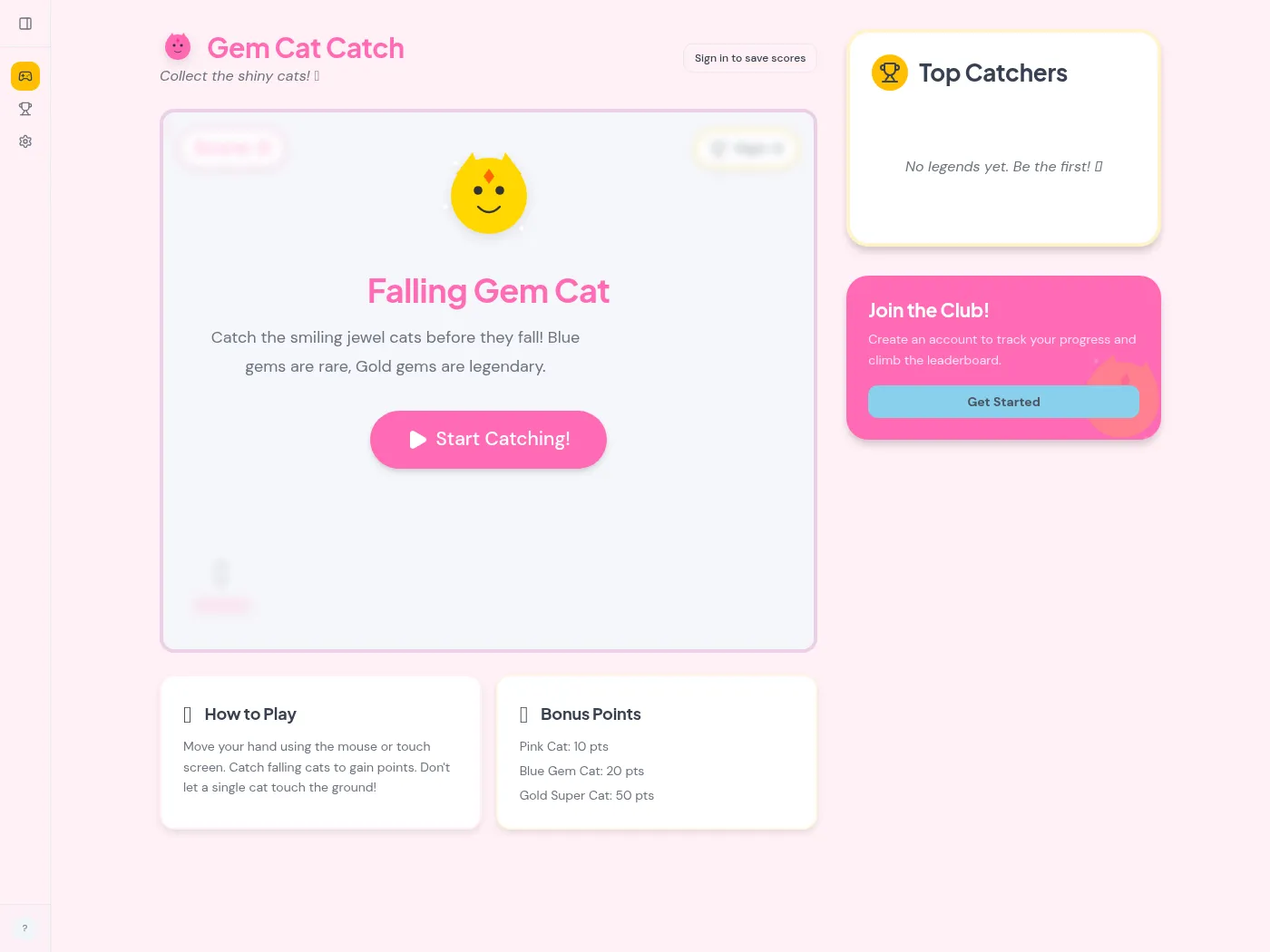 Falling Gem Cat Game
