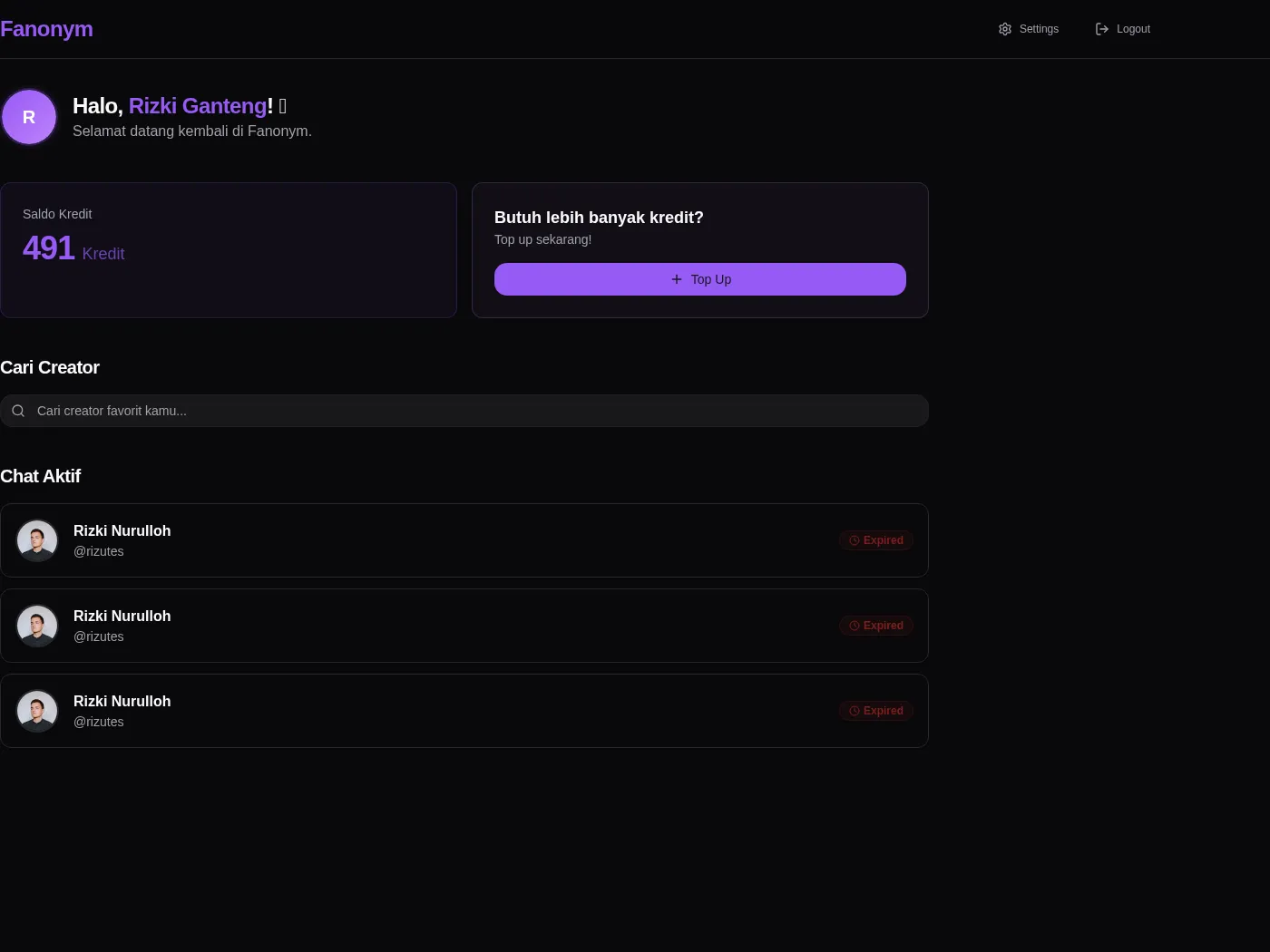 Fanonym Chat Redesign