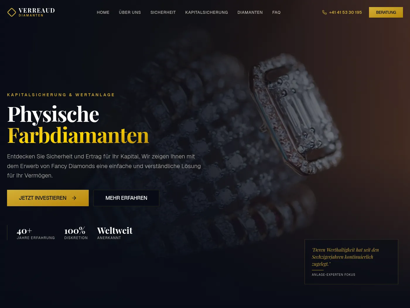Farbdiamanten Landing Page