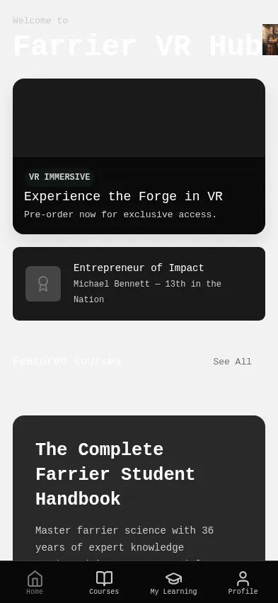 Farrier VR Course Hub