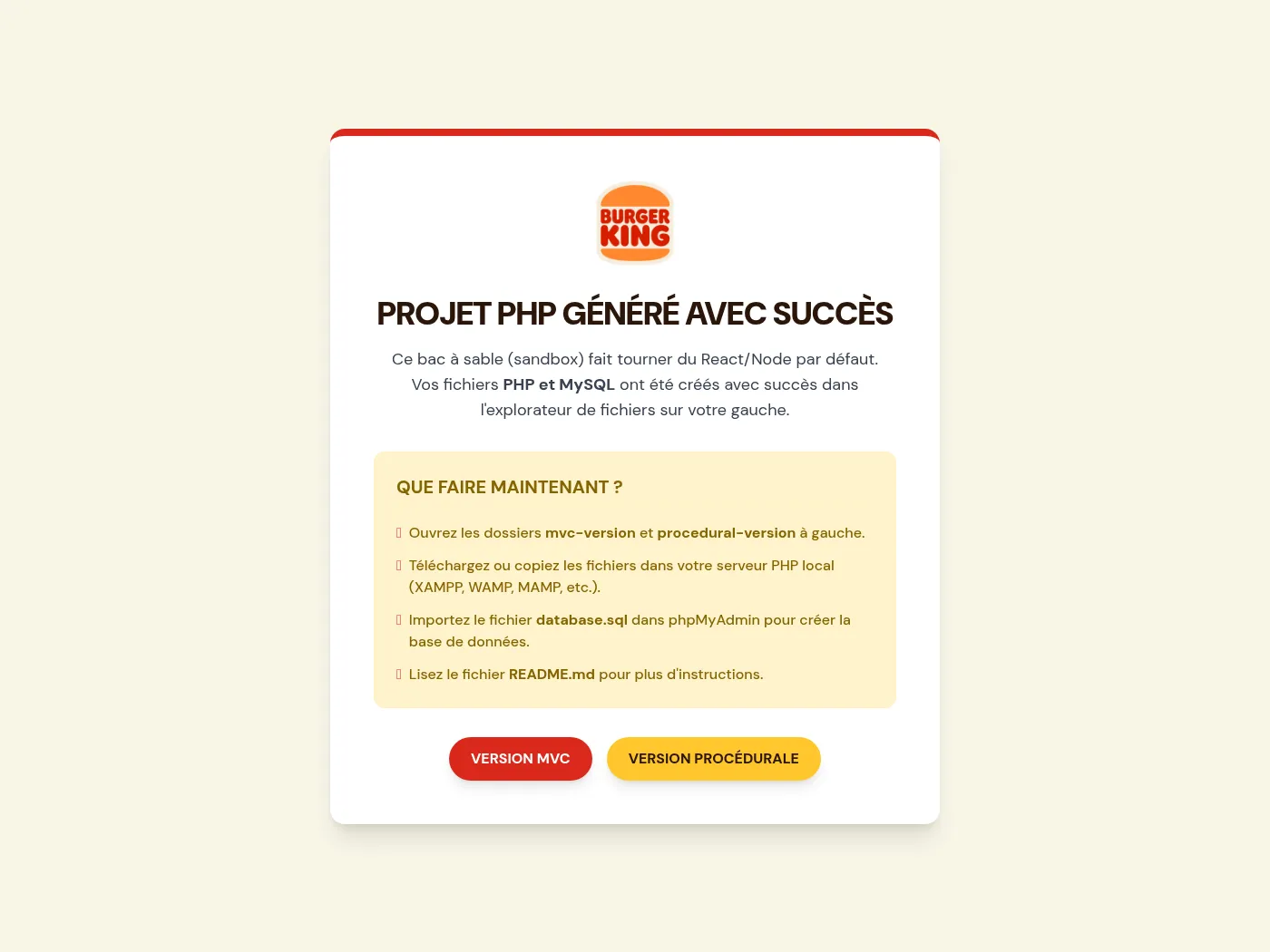 FastFood PHP Showcase
