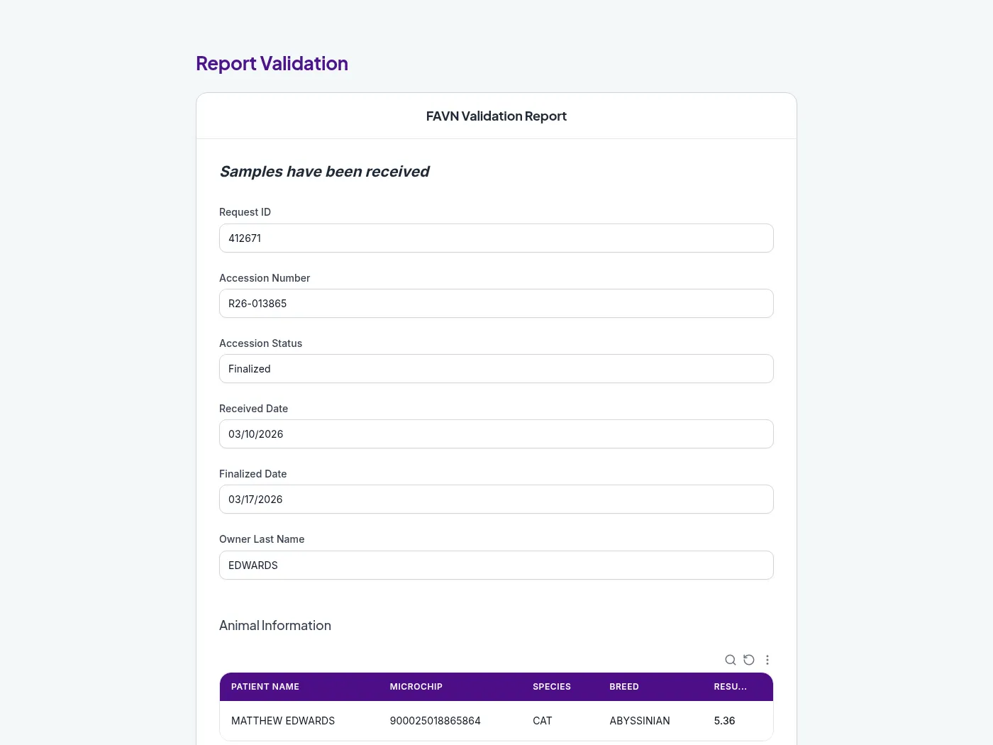 FAVN Validation Report Web