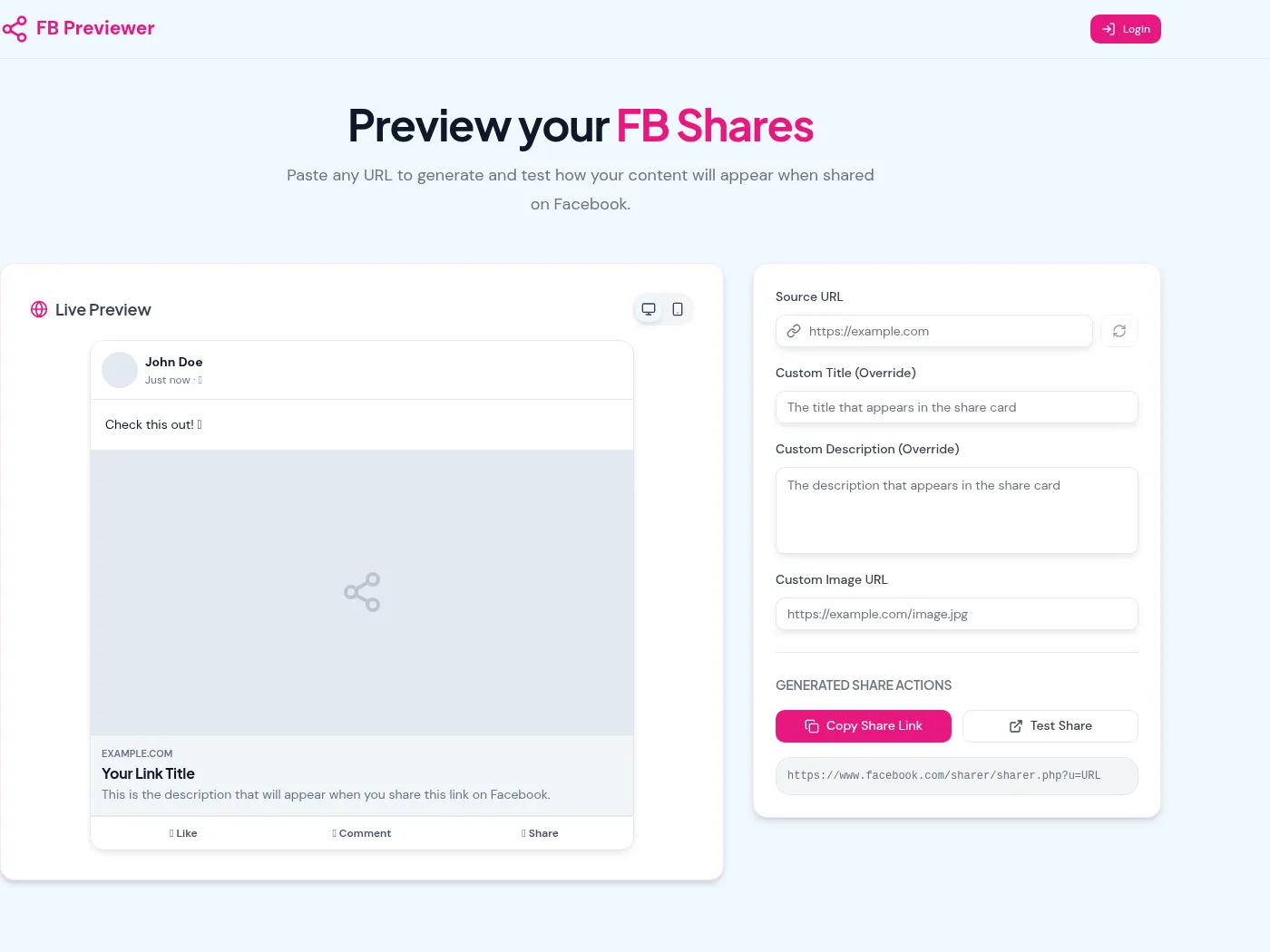 FB Share Link Previewer