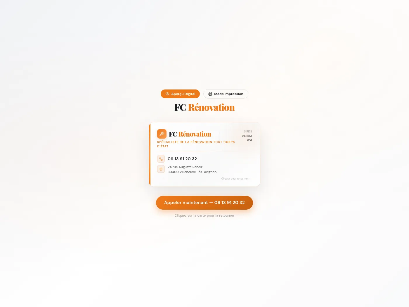 FC Rénovation Business Card