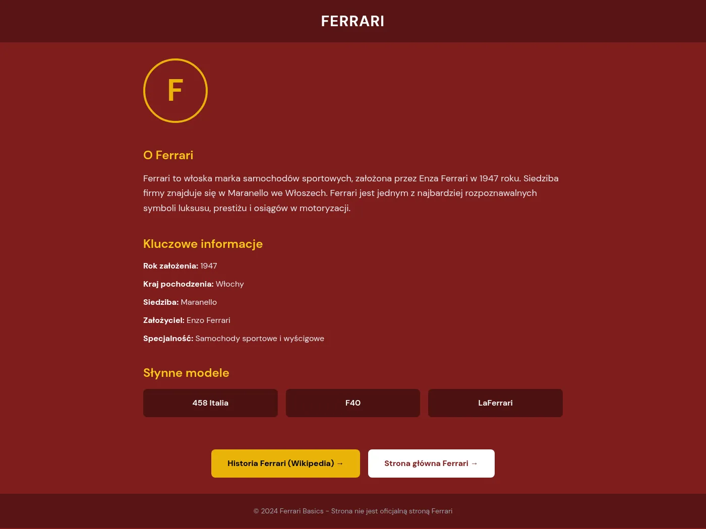 Ferrari Basics Page