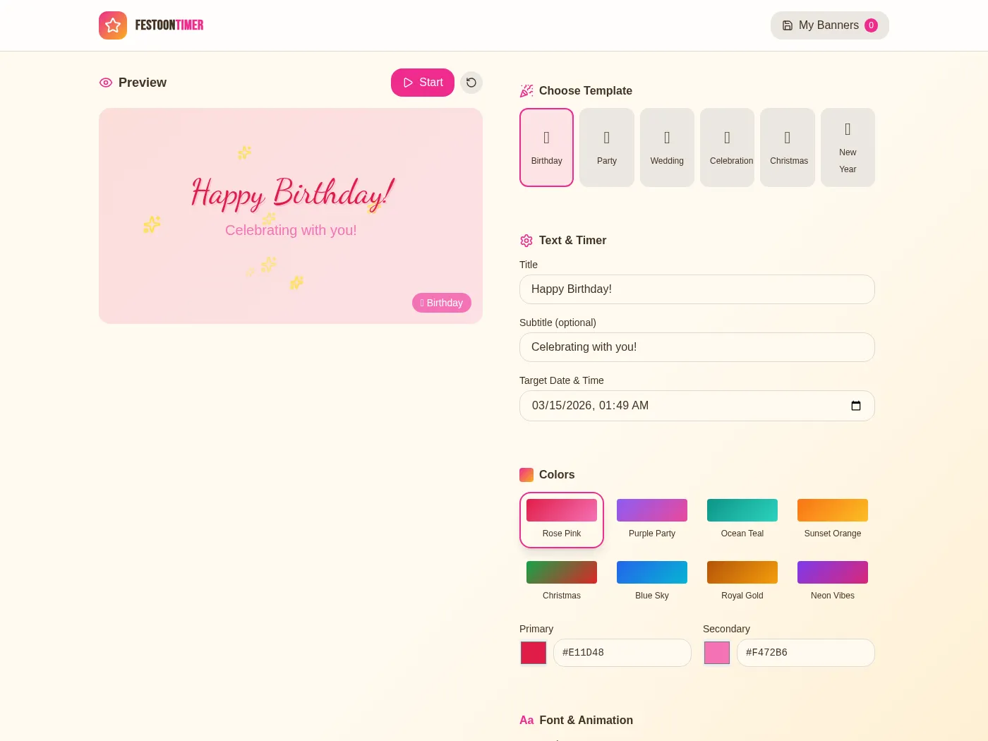 Festoon Timer App