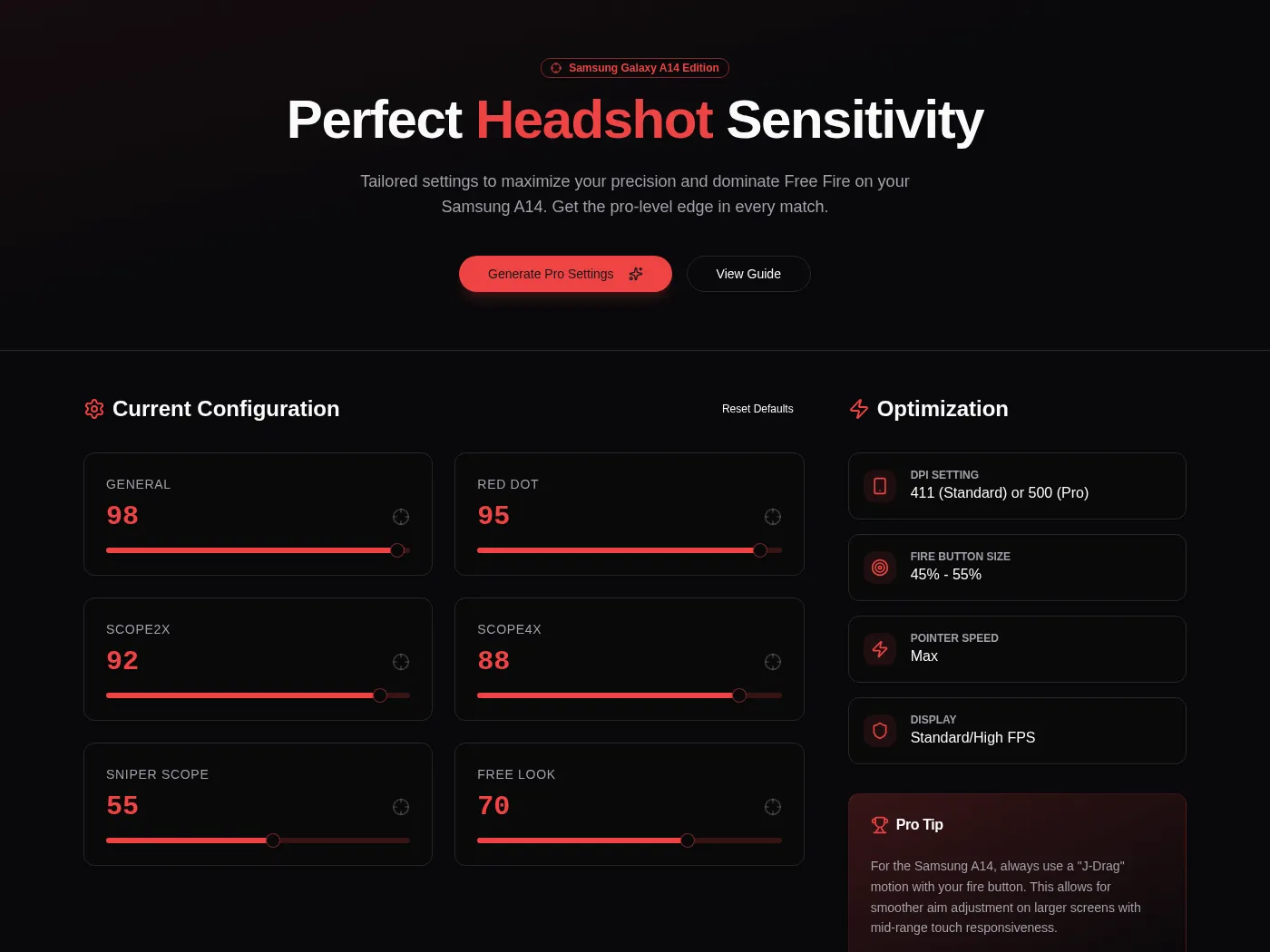 Free Fire Headshot Sensitivity