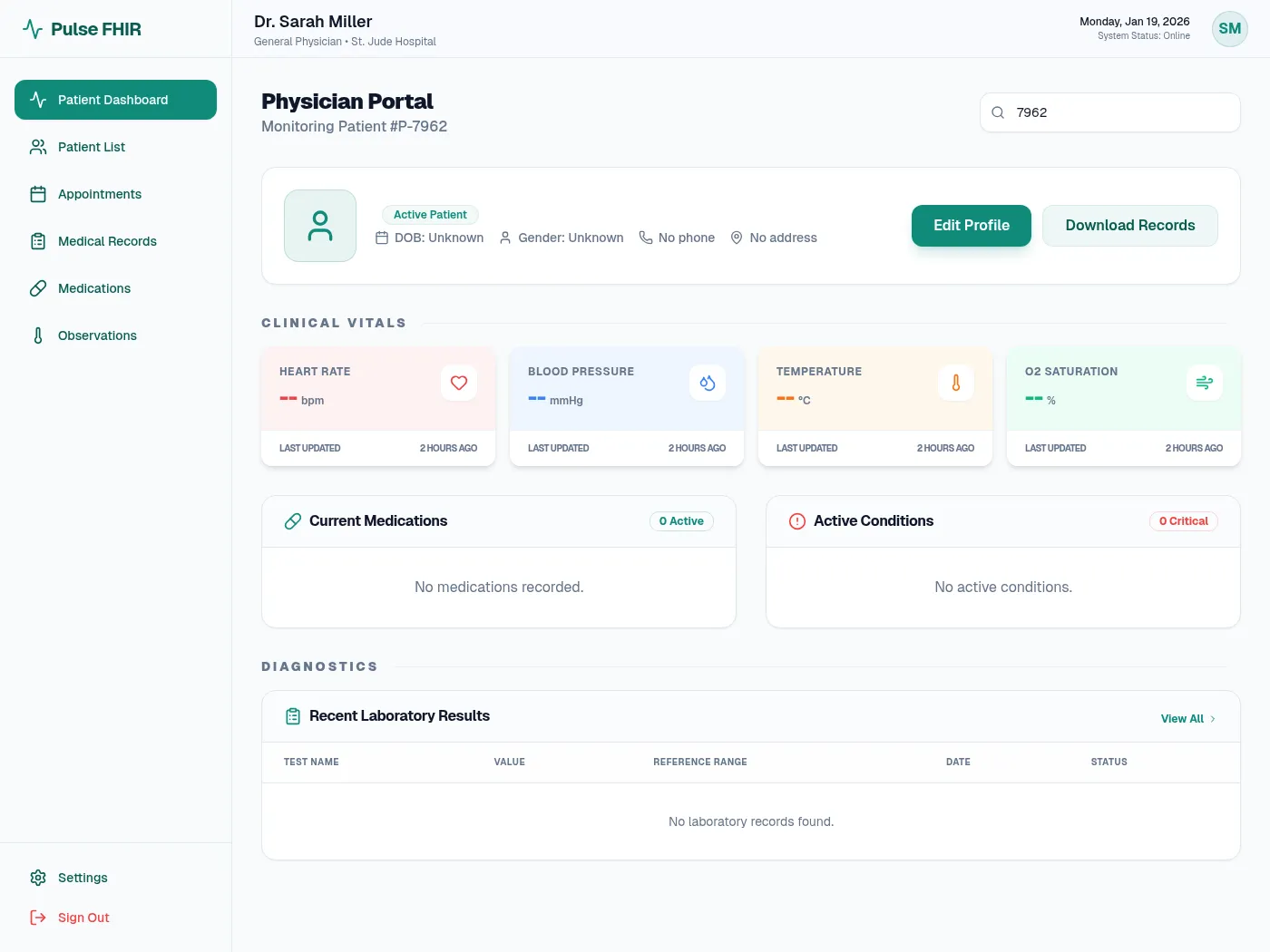 FHIR Patient Dashboard