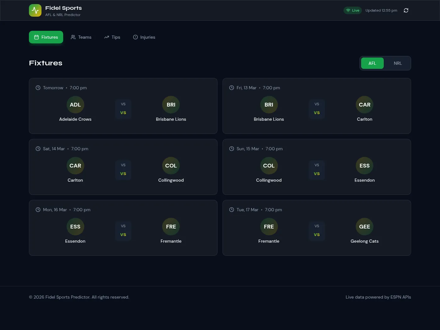Fidel Sports Predictor