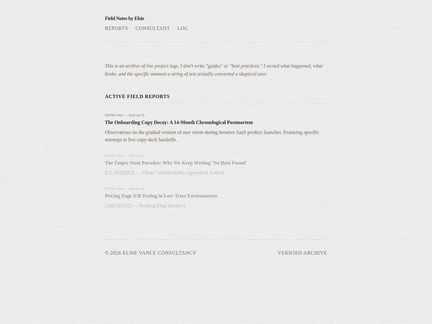 Field Notes by Elsie