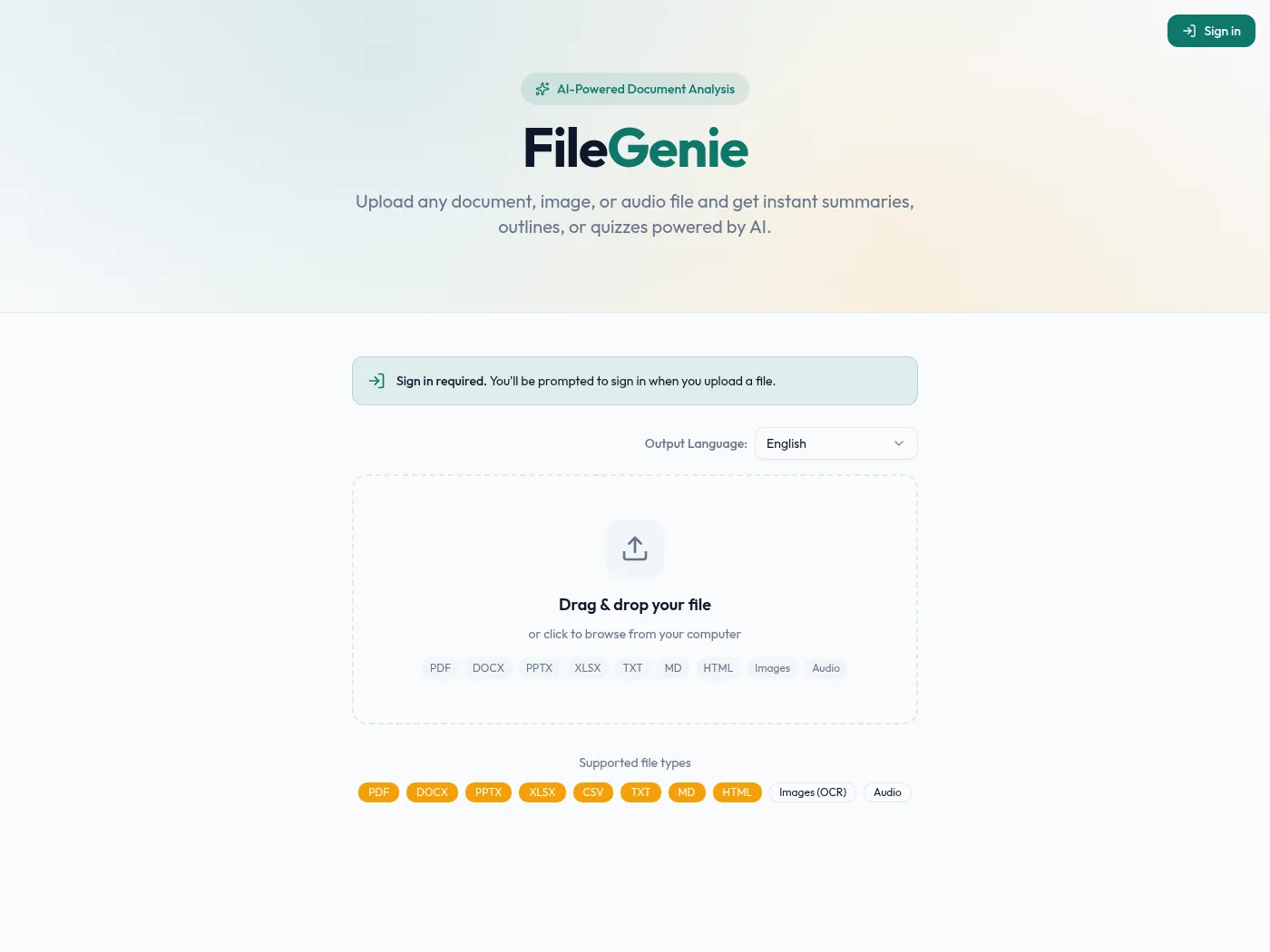 FileGenie AI Summarizer