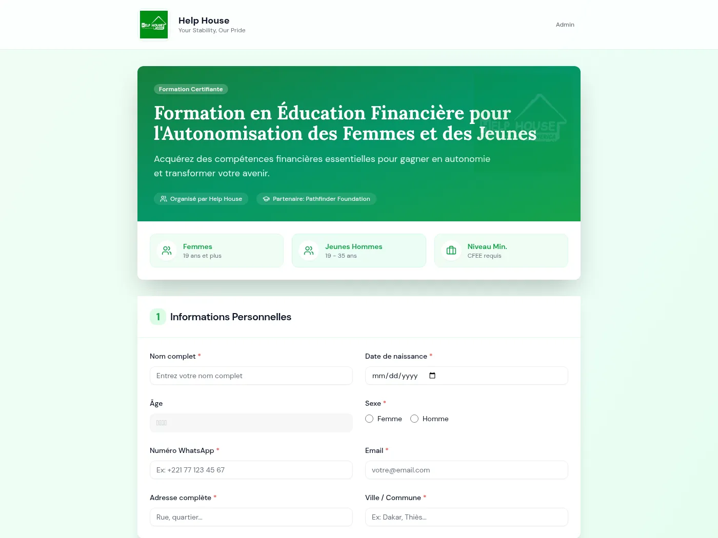 Formulaire Éducation Financière