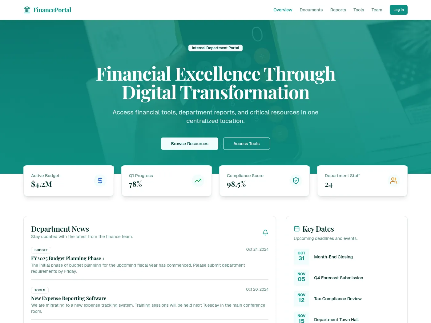 Finance Dept Portal