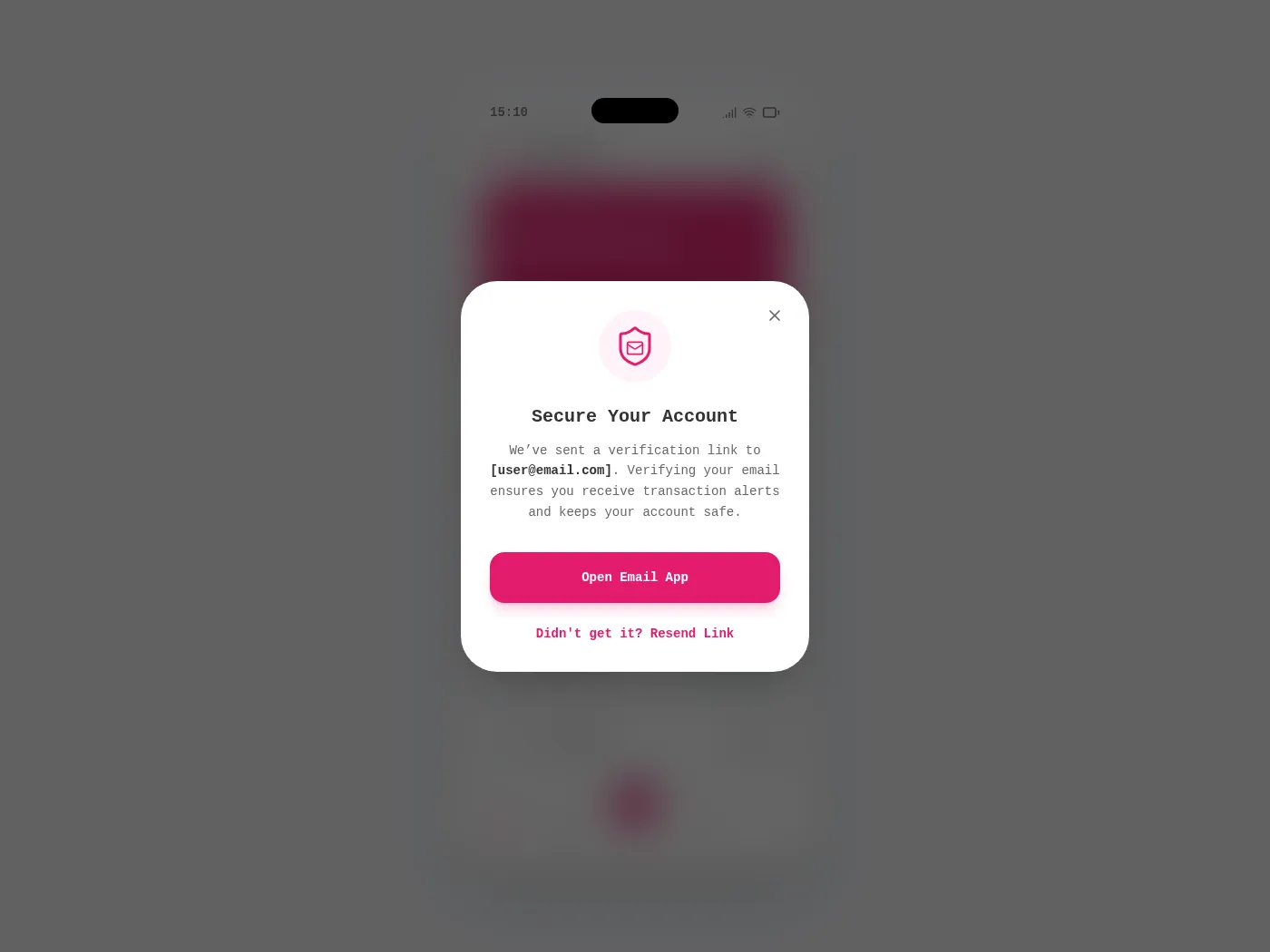 Finance App Email Popup