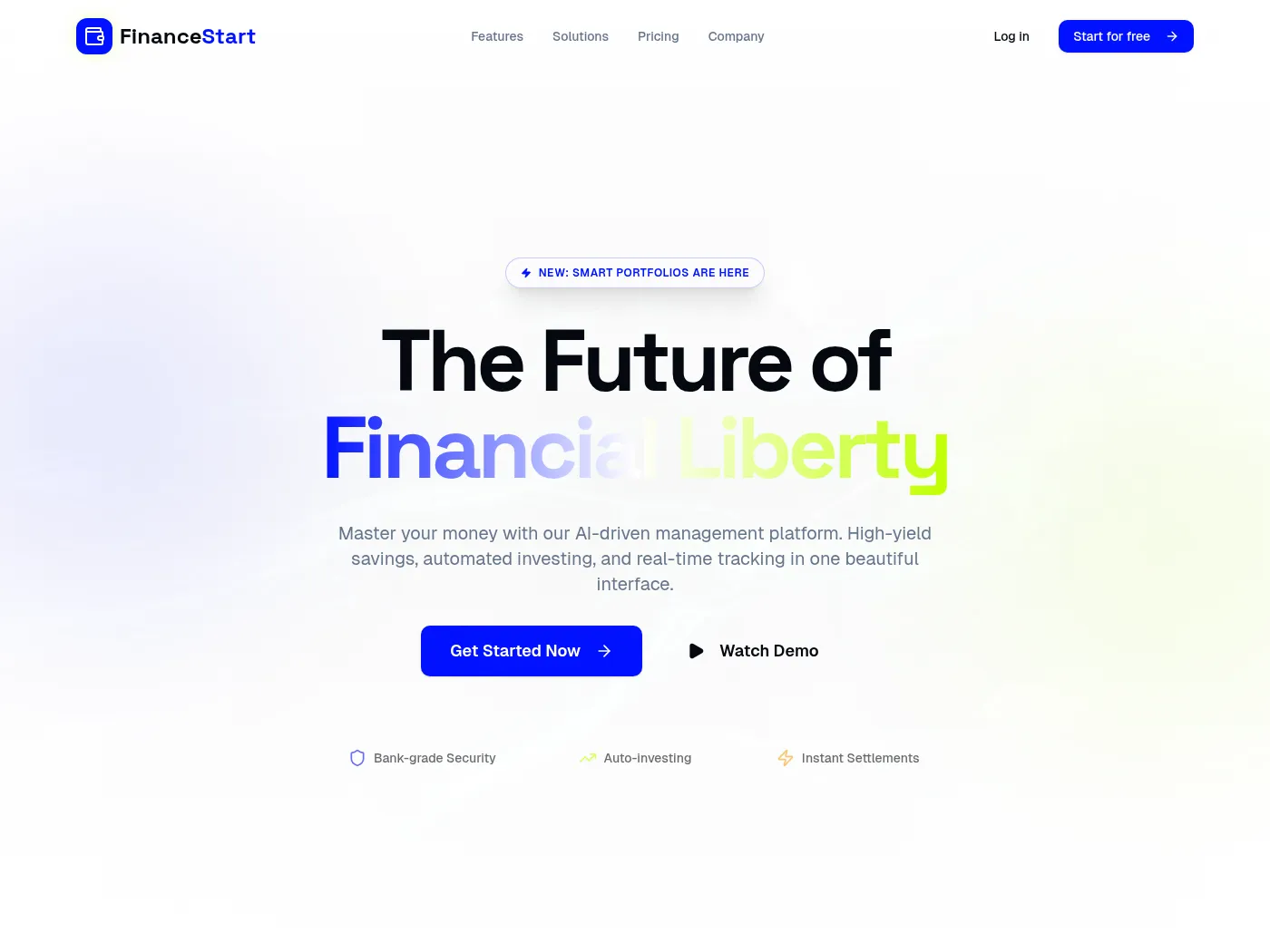 FinanceStart Landing Page