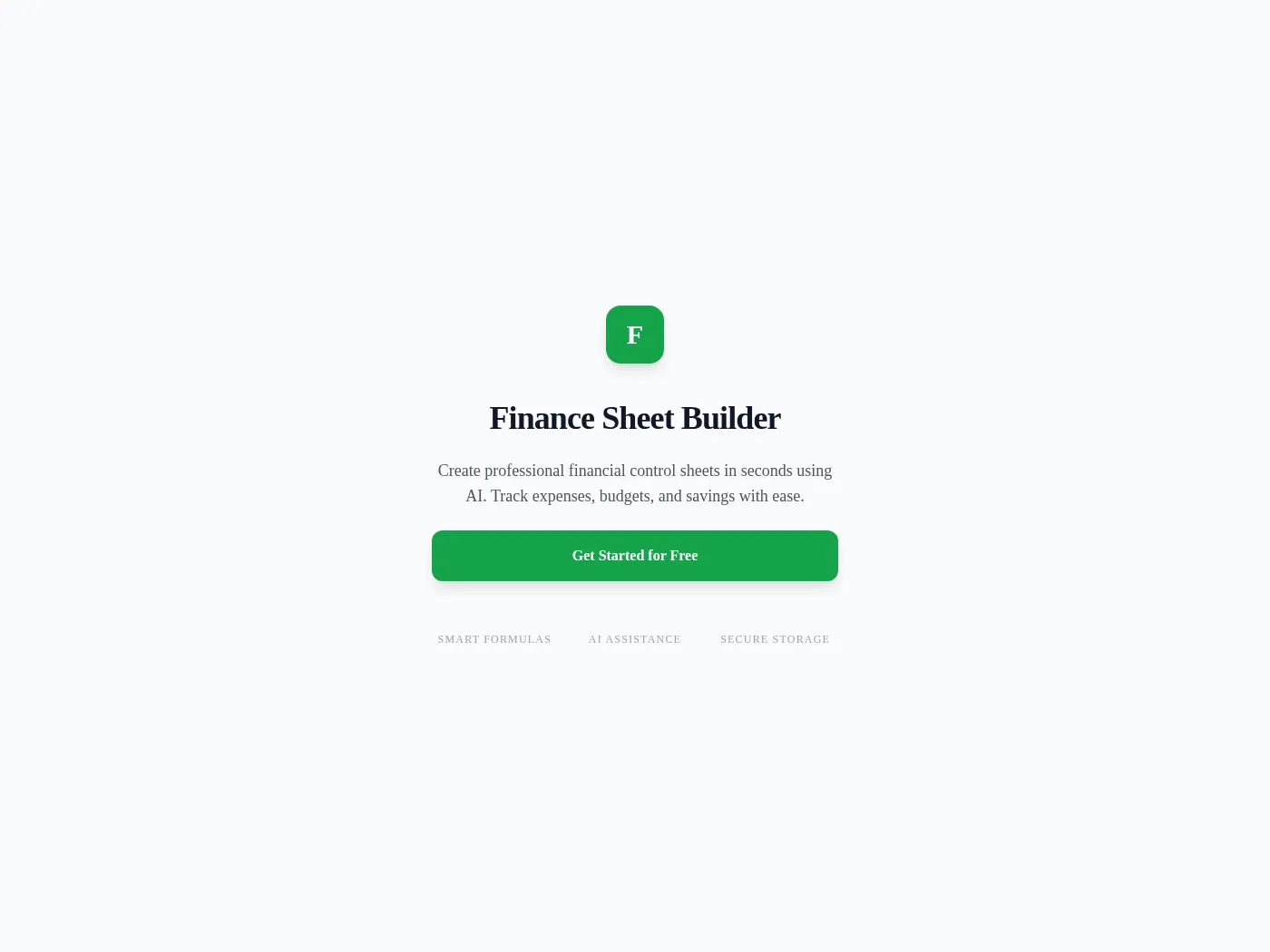 Finance Sheet Builder