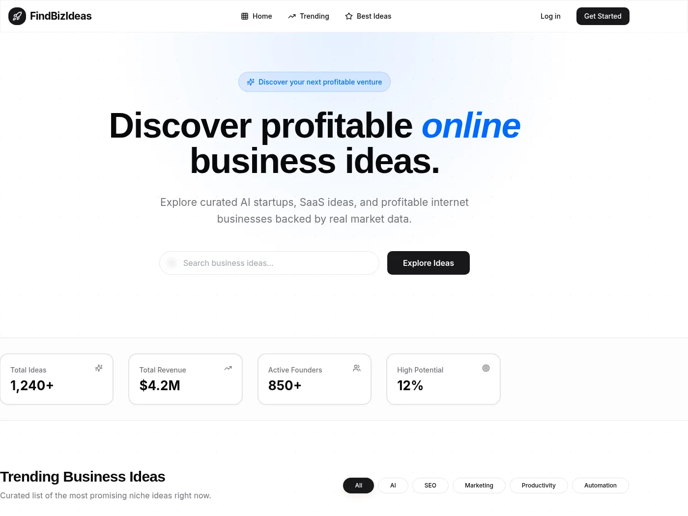 FindBizIdeas Discovery Hub
