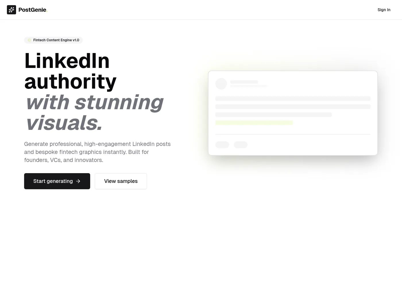 Fintech LinkedIn Post Genie