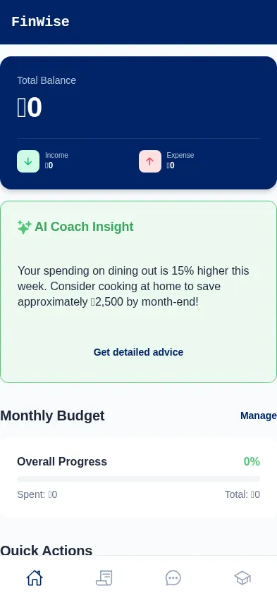 FinWise Mobile Coach