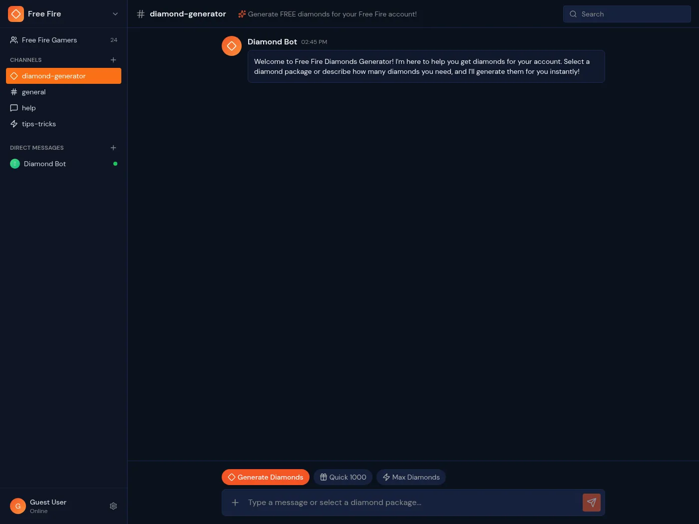 Fire Diamonds Generator