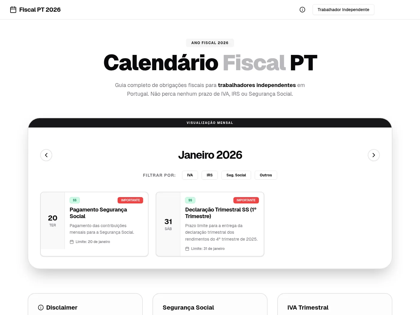 Portugal Fiscal Calendar