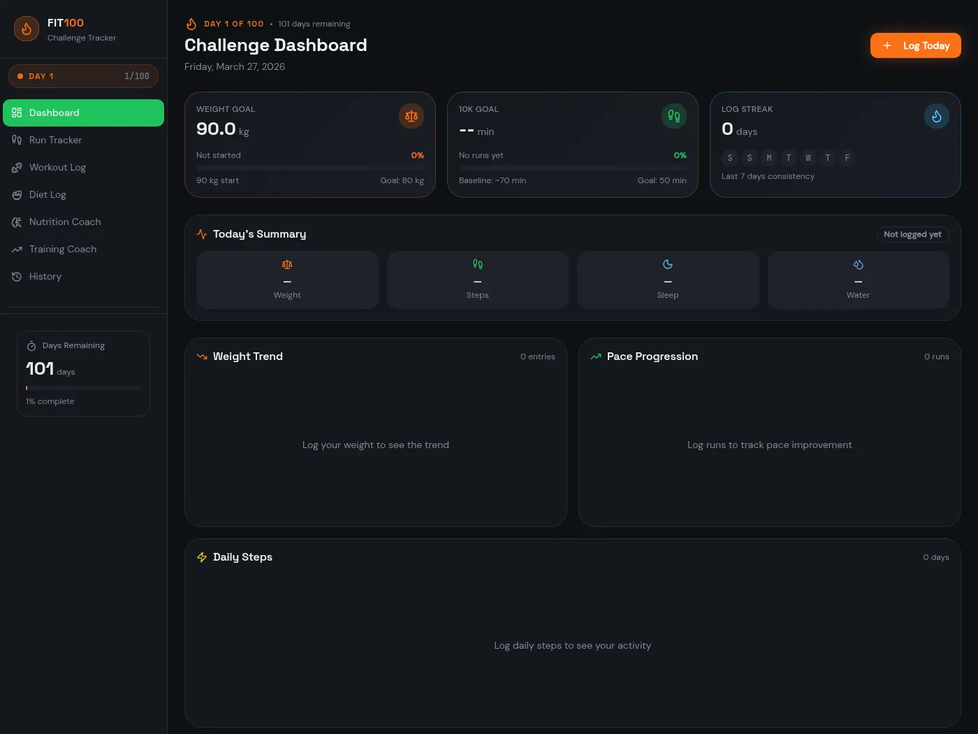 Fit100 Dashboard