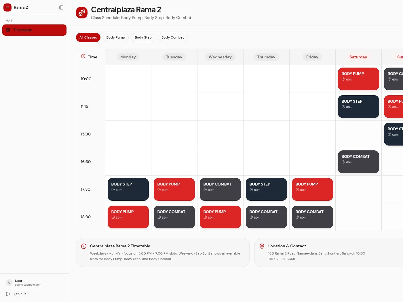 Fitness Class Scheduler