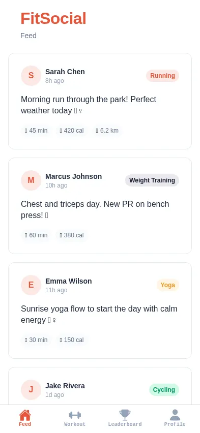 FitSocial Network