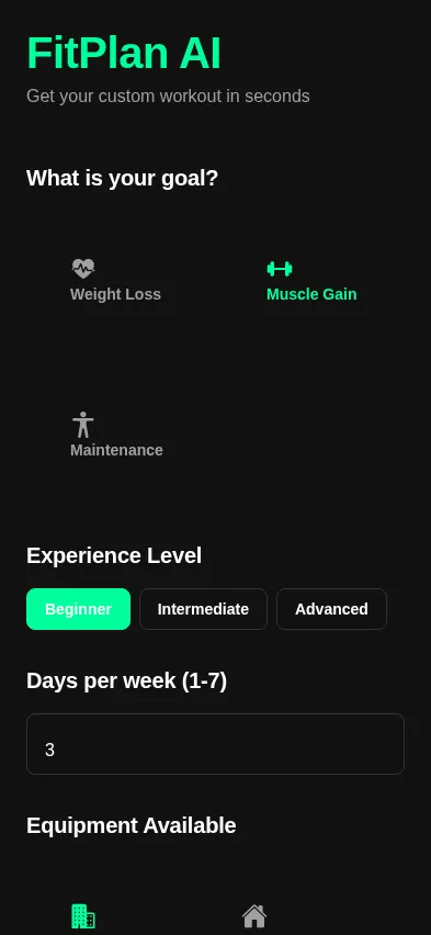 FitPlan AI MVP