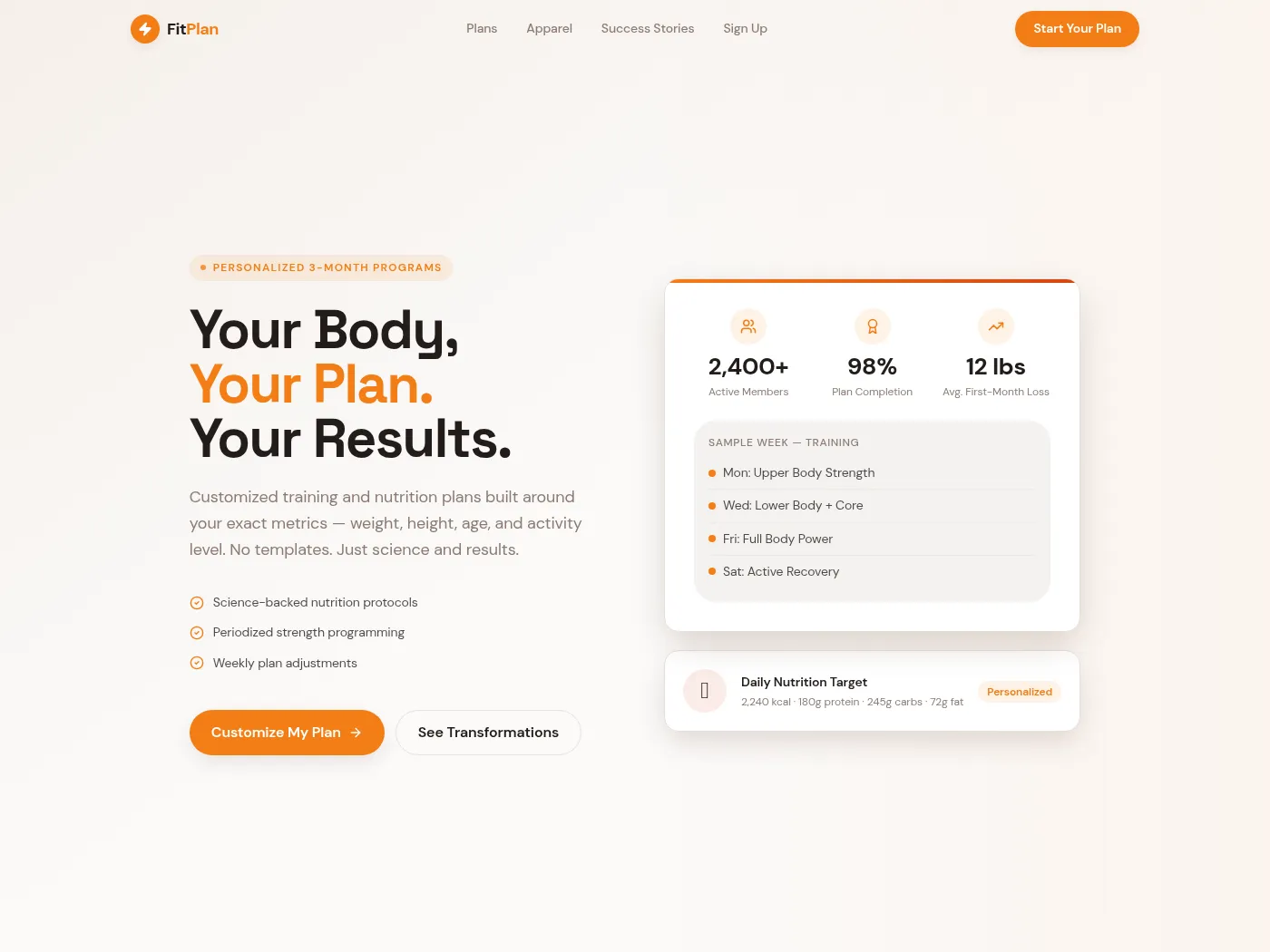 FitPlan Showcase Site