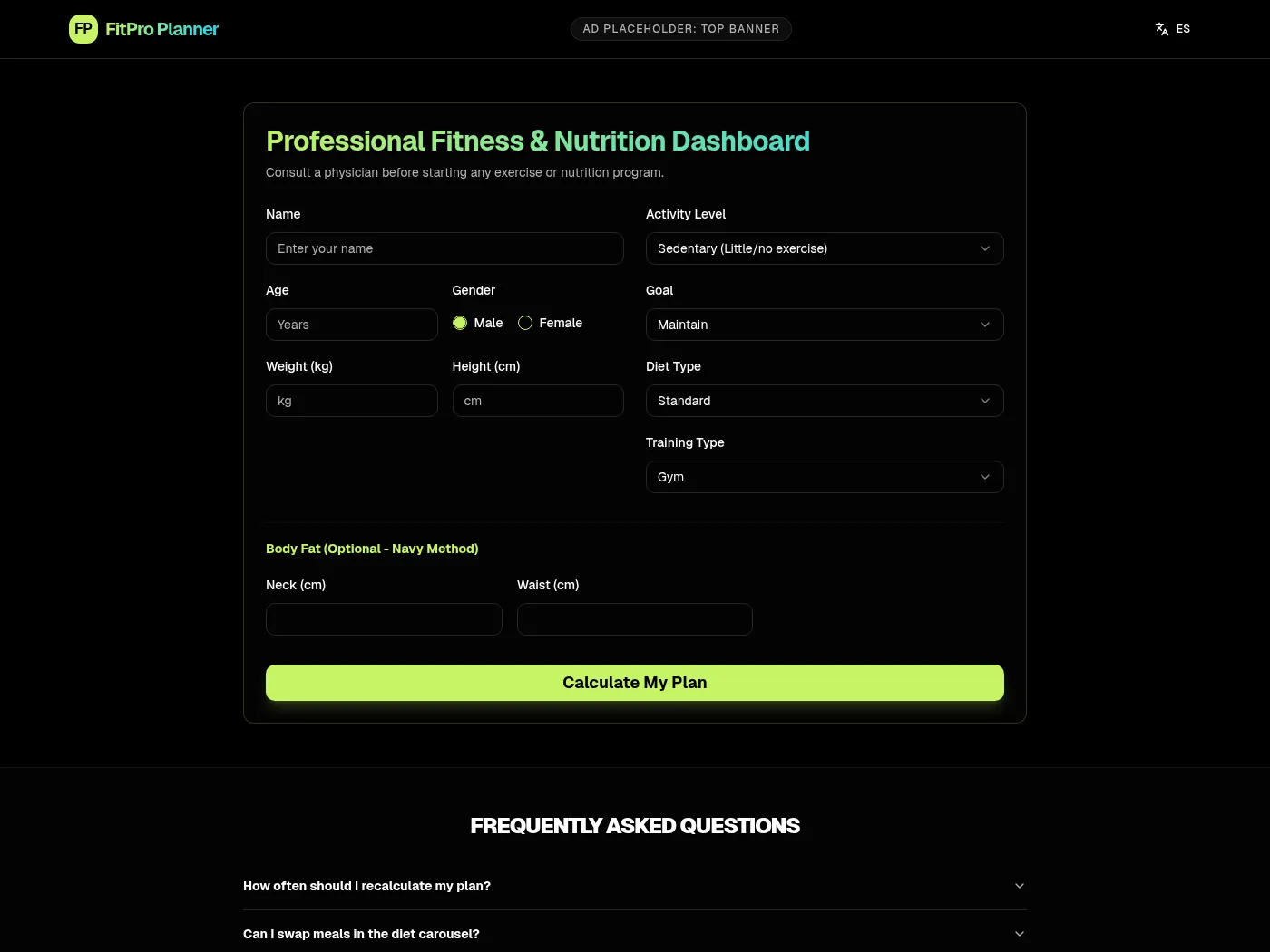 FitPro Planner SPA
