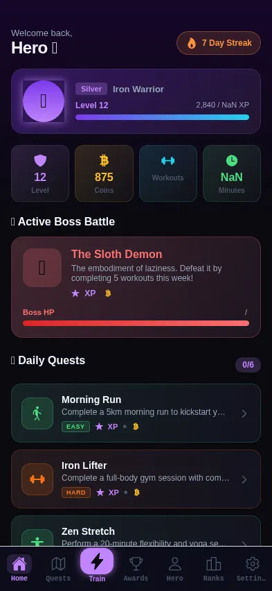 FitQuest Fitness RPG