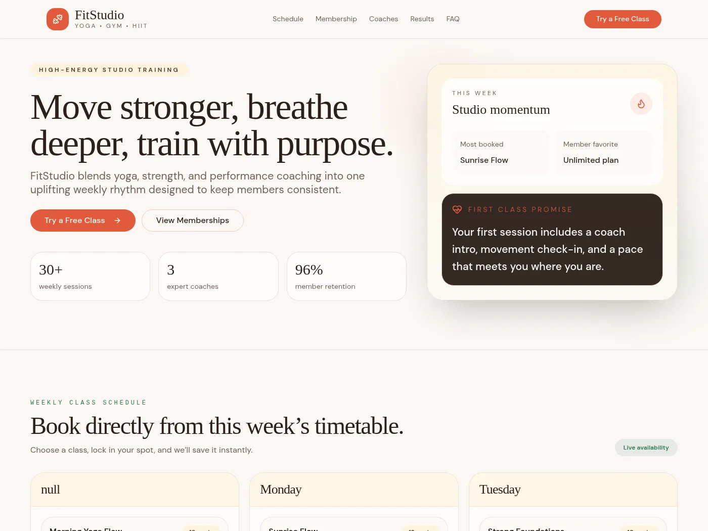 FitStudio Web Portal