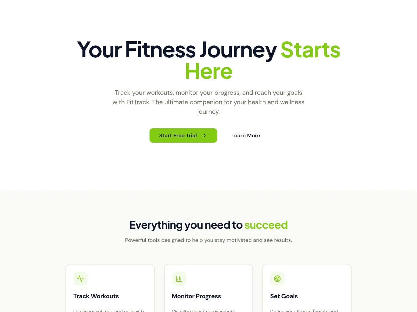 FitTrack Landing Page