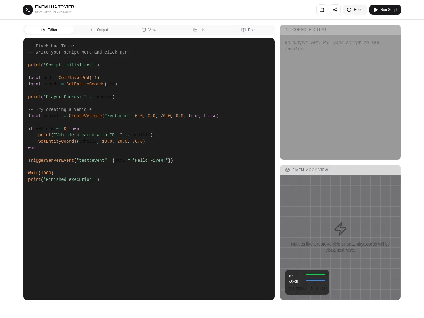 FiveM Mobile Lua Tester