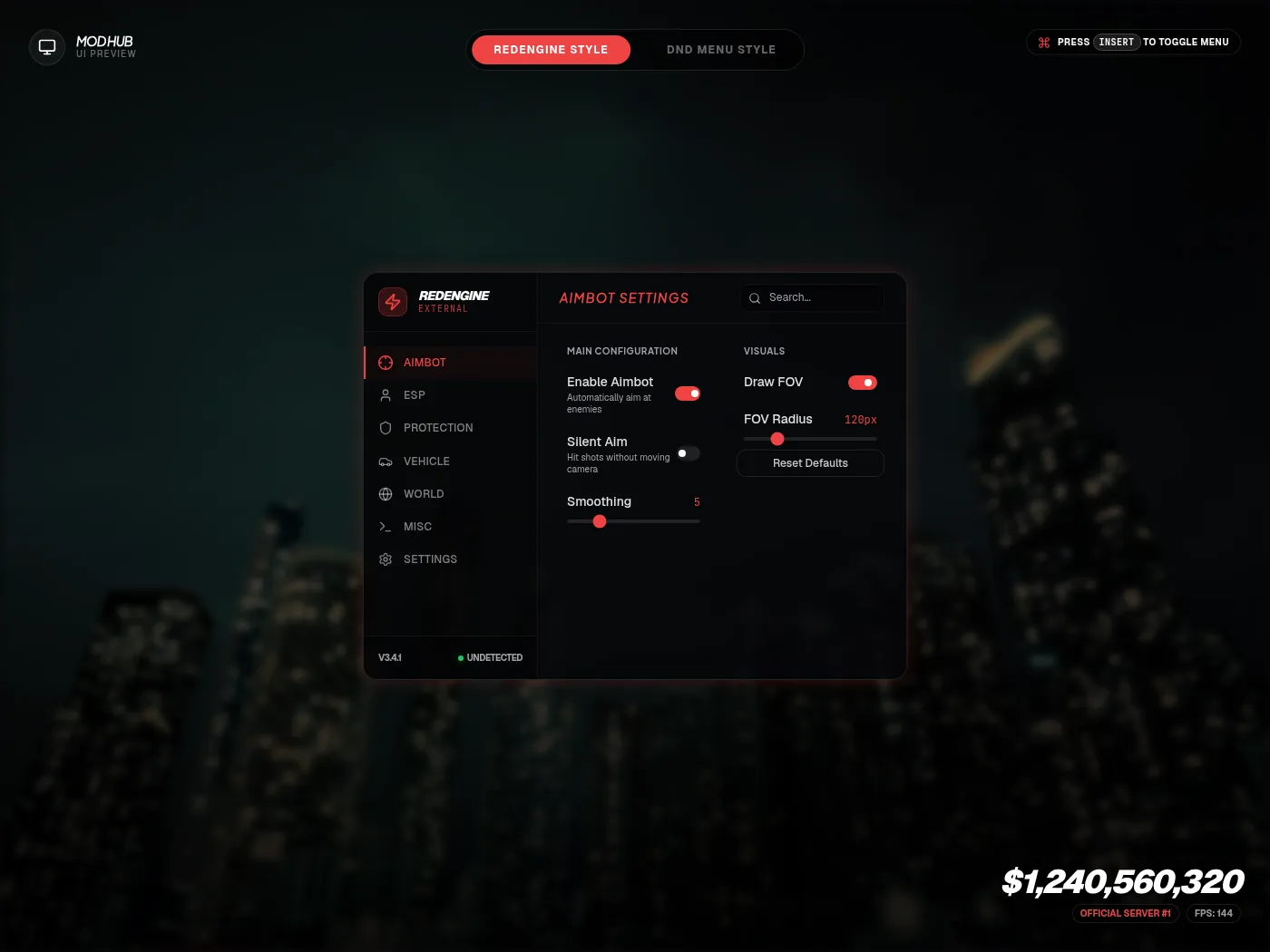 FiveM Mod Menu UI