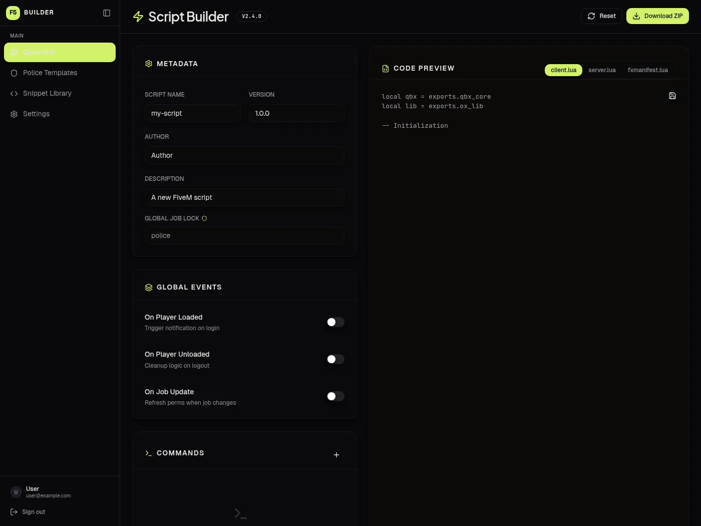 FiveM Script Builder