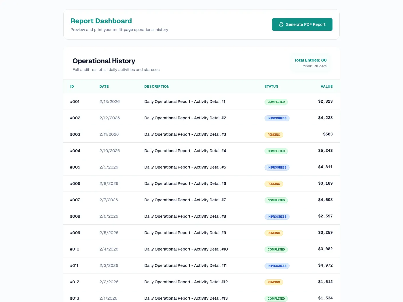 Fixed Header Footer Page