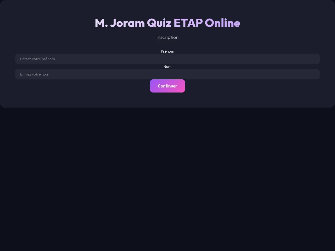 Mr. Joram ETAP Quiz Online
