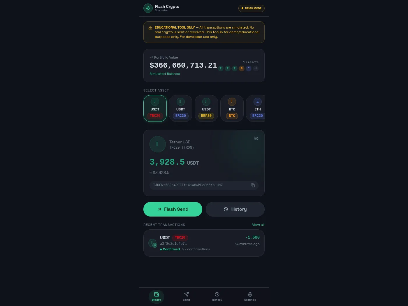 Flash Crypto Simulator